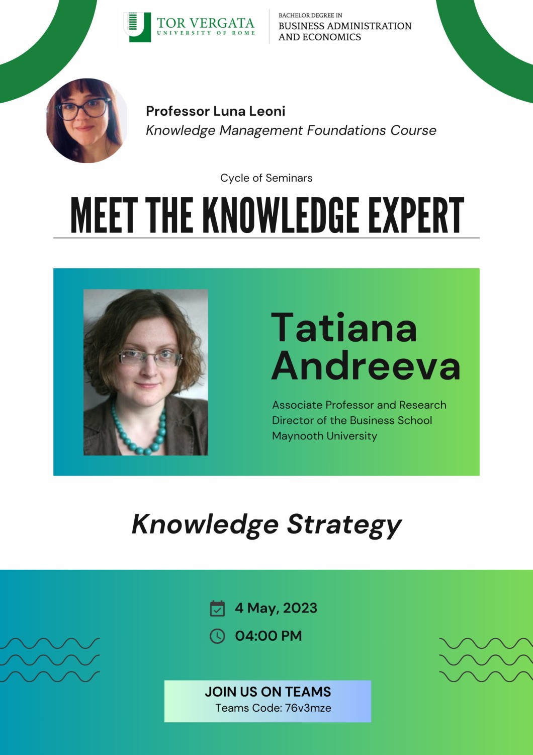Cycle of Seminars "Meet the Knowledge Expert" - 4th May