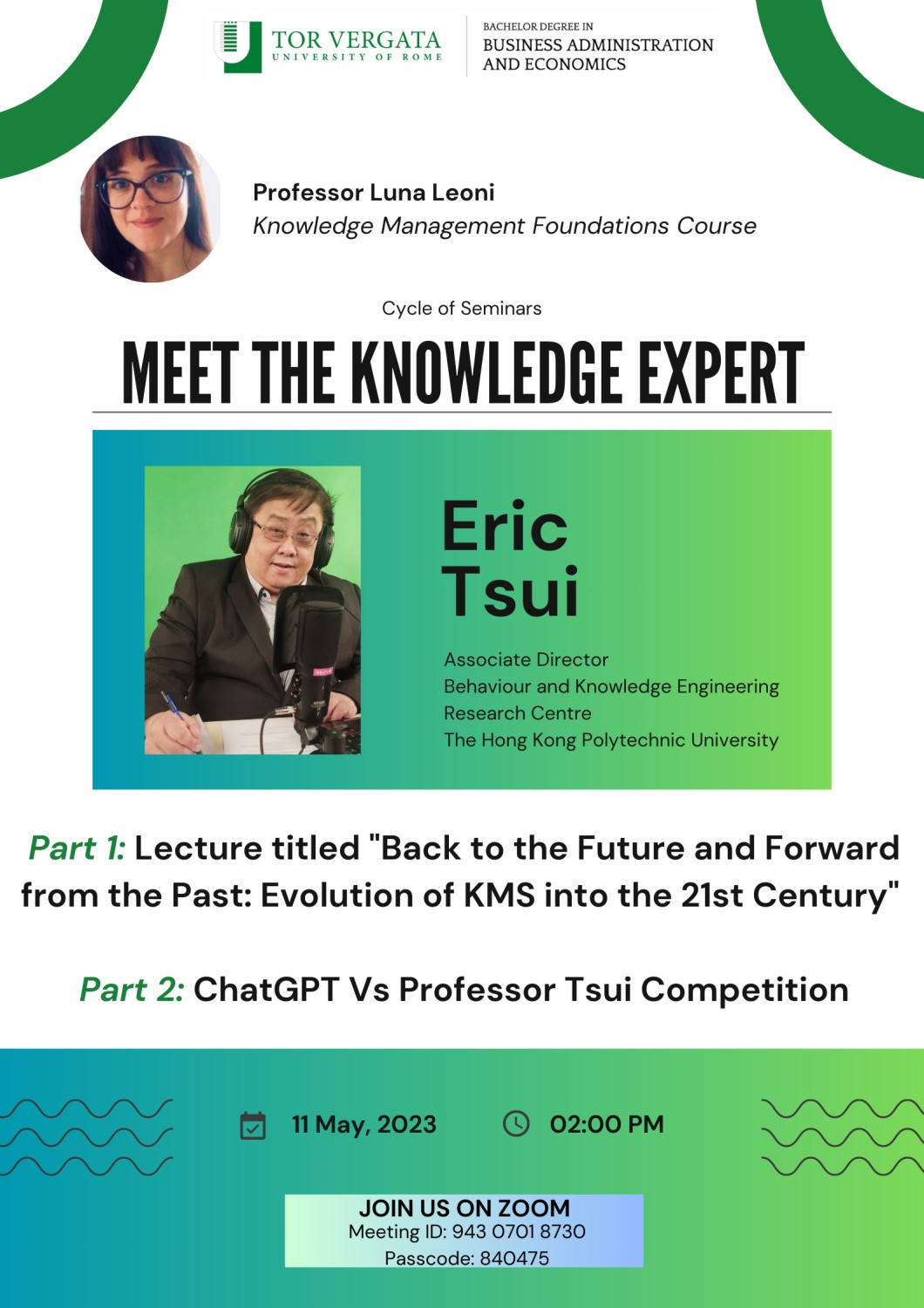 Cycle of Seminars "Meet the Knowledge Expert" - 11th May
